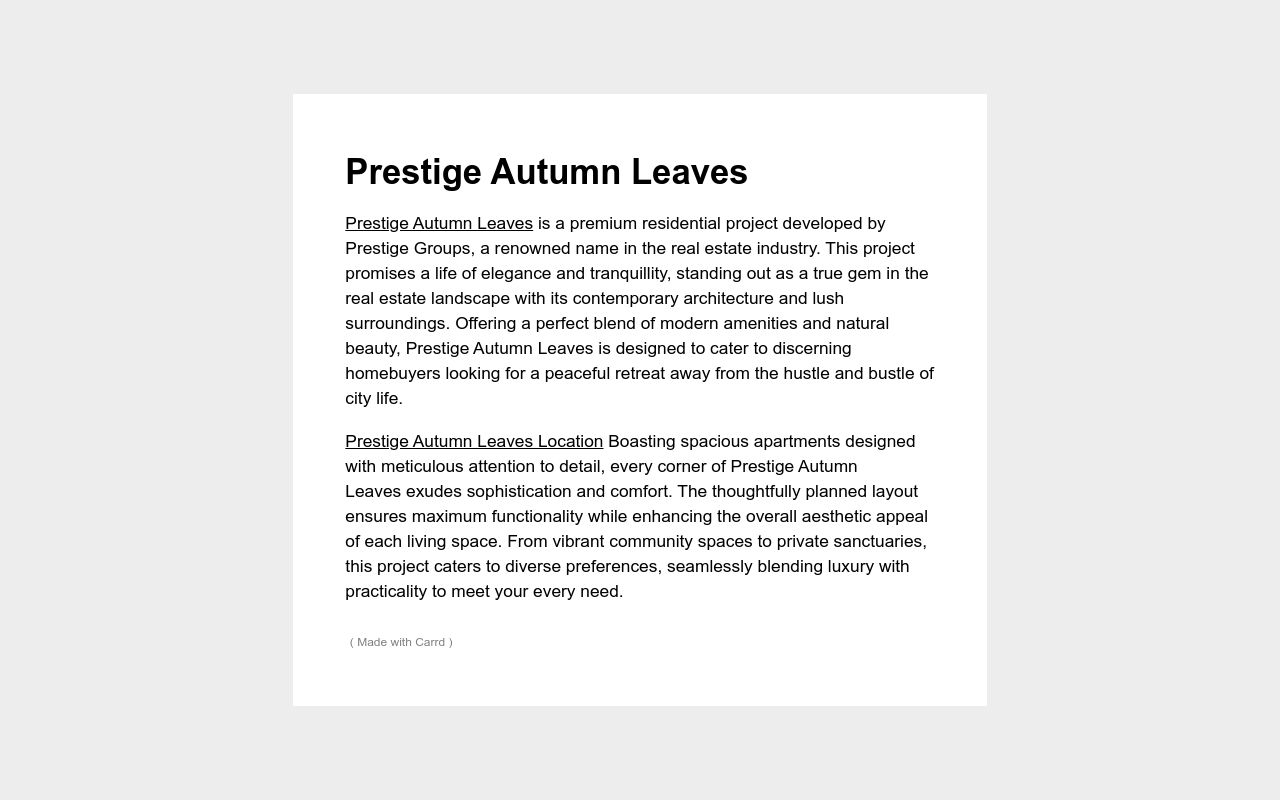 Prestige Autumn Leaves
